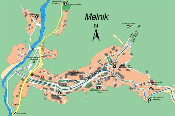Mapa de Melnik, Bulgaria.