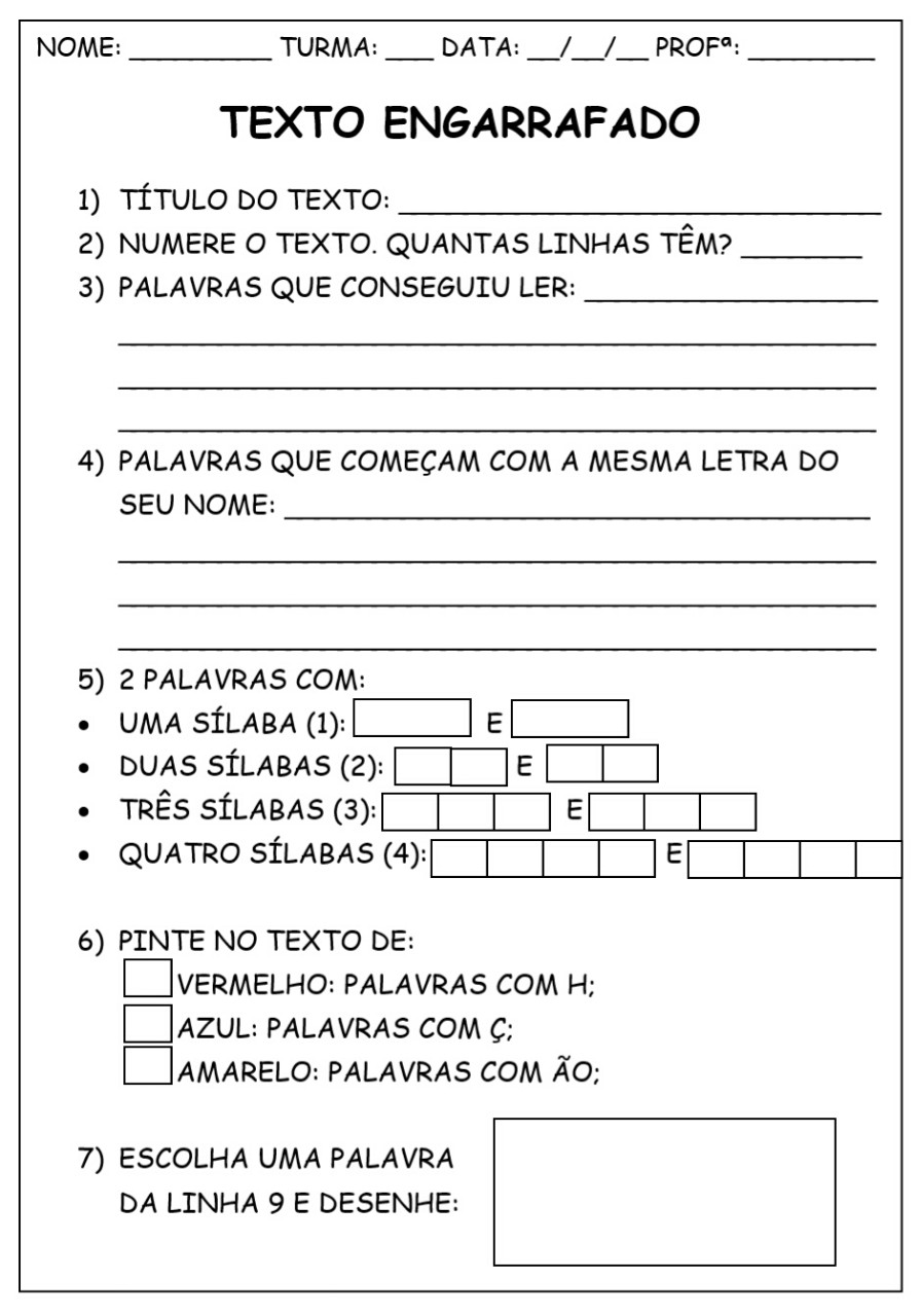 Texto engarrafado Olha que atividade maravilhosa desenvolvida pela ...