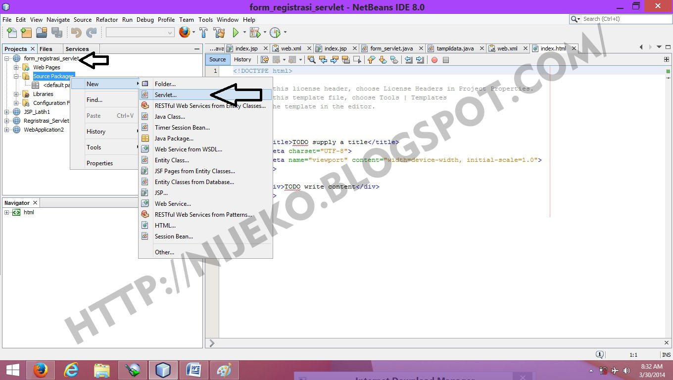 Contoh Java Web Program Servlet Membuat Form Registrasi Nijekoblog