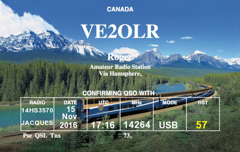 QSL CARTES COLLECTION Jacques MARTINET (14HS3570): VE2OLR:Roger ...