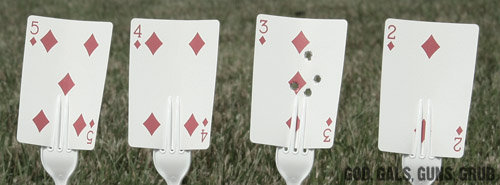 God, Gals, Guns, Grub: Five-Bucks: Plastic Fork Target Stands