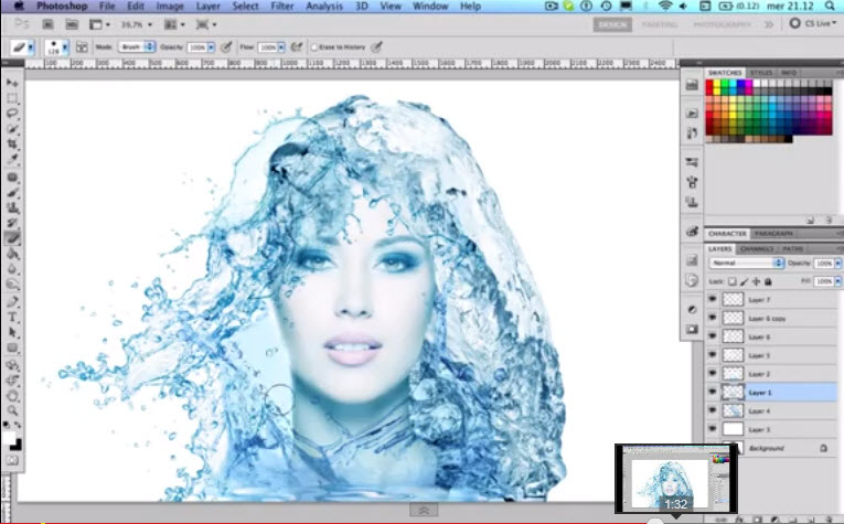 เทคนิควิธีการทำเอฟเฟกน้ำบนใบหน้าคนในโปรแกรมPhotoshop "Water effect ...