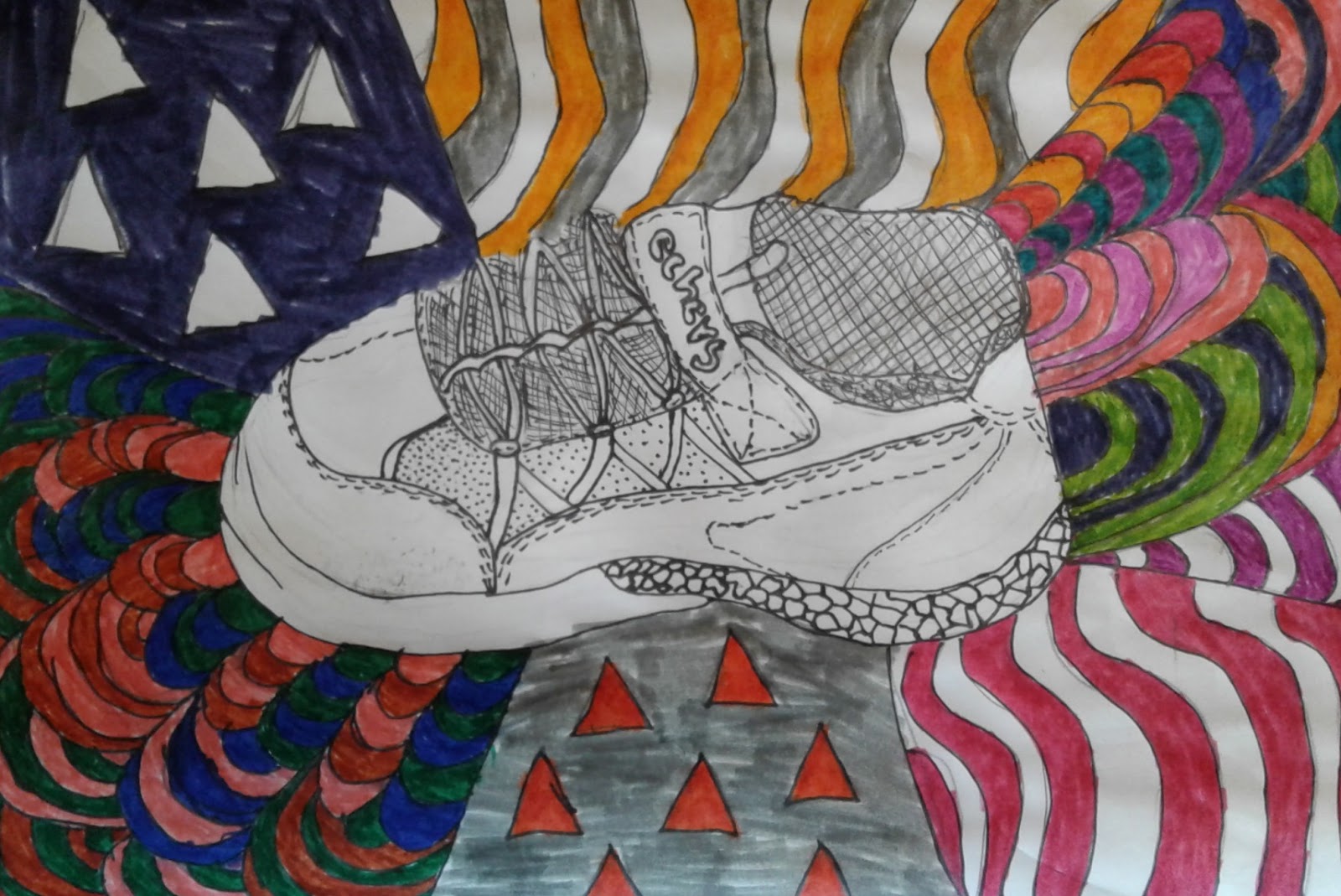 a faithful attempt: Observational Shoe Contour Drawing with Patterns
