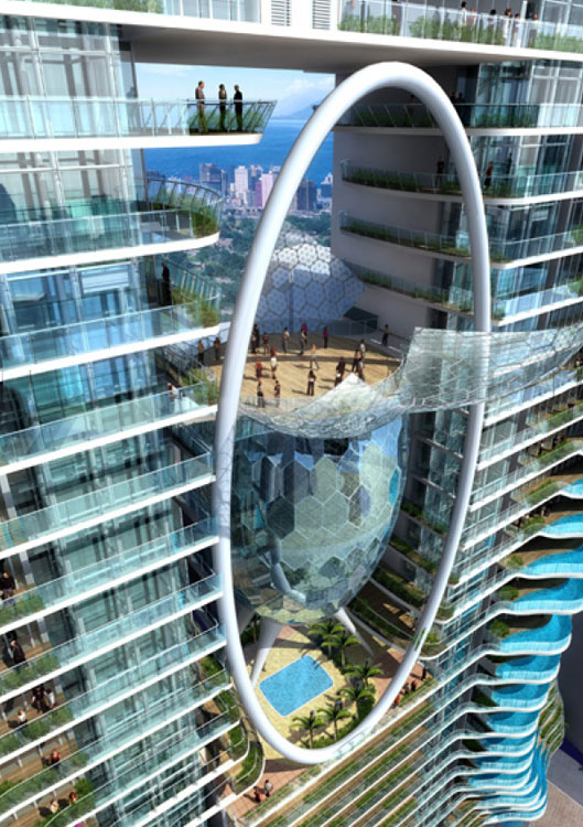 valeria lukyanova: Highrise Features Glass Pool Balconies