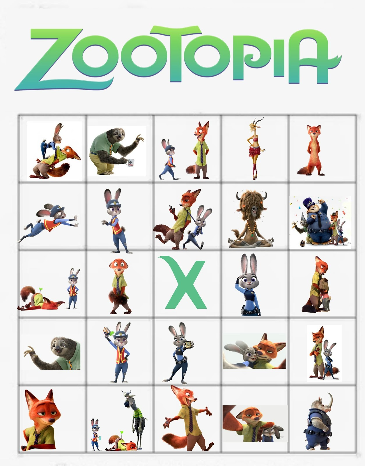 Musings of an Average Mom: Zootopia Bingo Cards