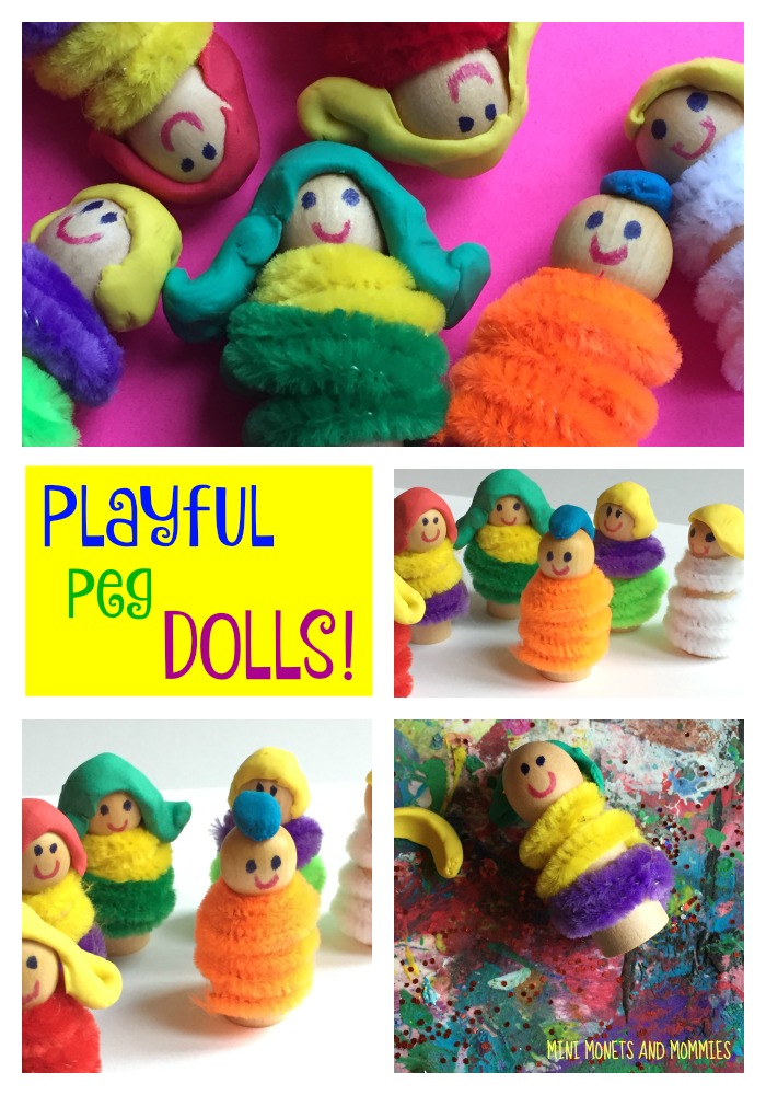 Mini Monets and Mommies: Peg Doll Kids' Craft: Wild Wigs and Crazy Colors