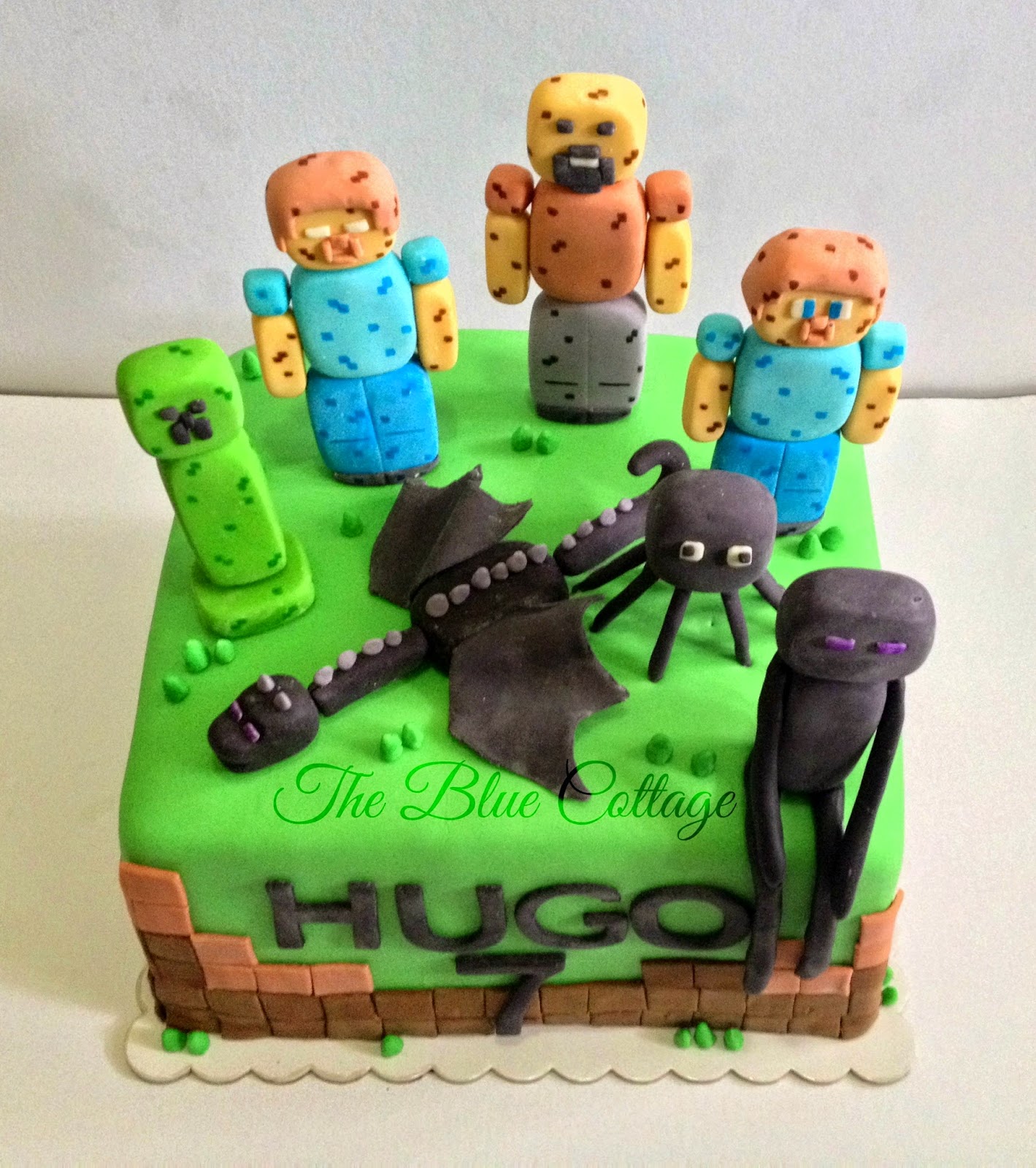 The Blue Cottage: Fondant Birthday Cake and Sugar Cookies ~ Minecraft ...