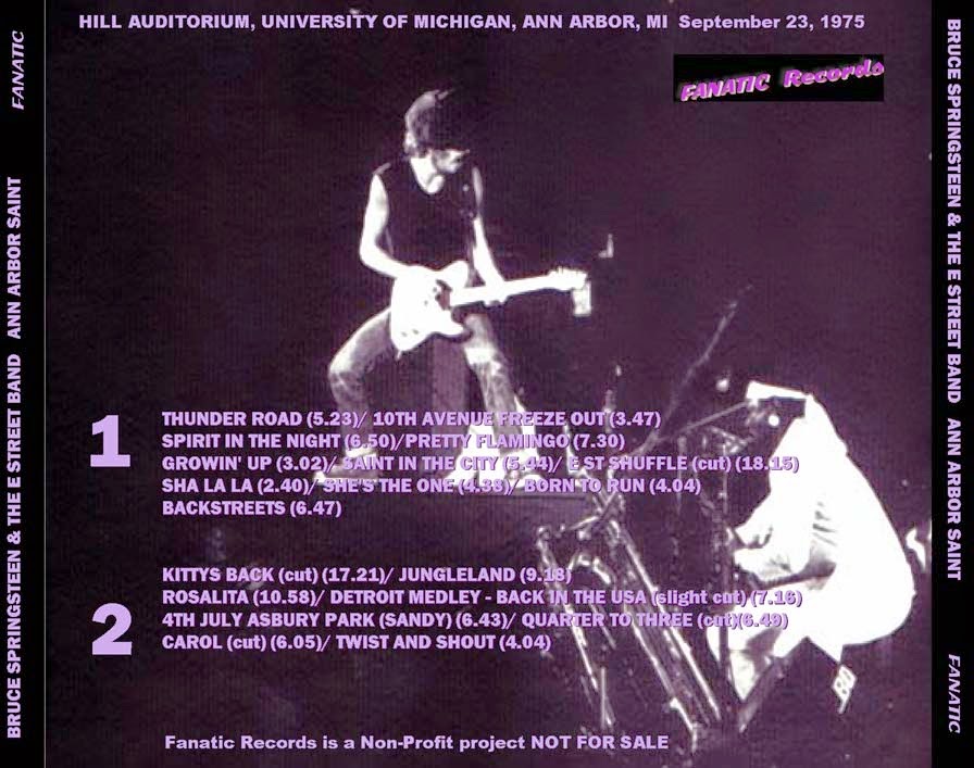 PLUMDUSTY'S PAGE: Bruce Springsteen 1975-09-23 Hill Auditorium ...
