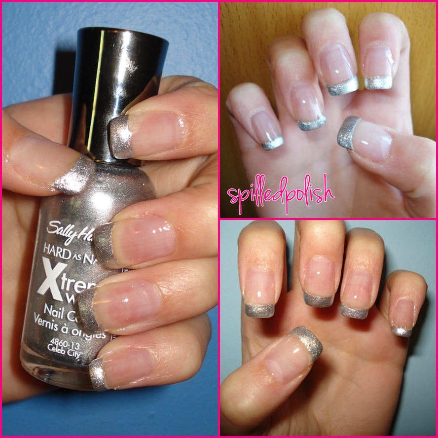 spilledpolish: Silver Tips [coloured french manicure]