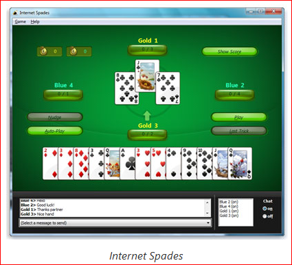 how to play Internet Spades game in computer