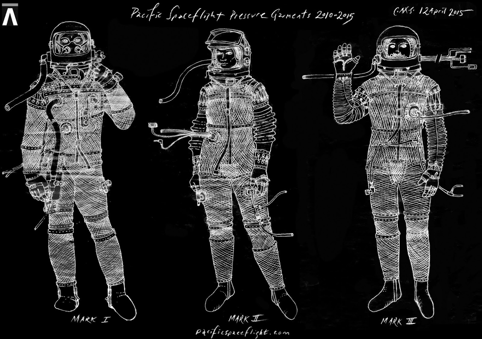 Cameron Smith's drawing of the three iterations of his homemade ...