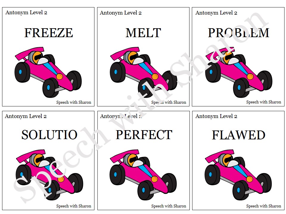 Speech with Sharon: Race Car Synonyms and Antonyms {With my 100 ...