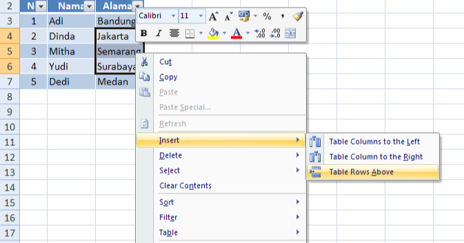 Tabel Excel, Cara Insert Baris dan Kolom Serta Menghapusnya Pada Tabel ...