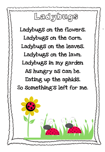 The Very Busy Kindergarten: Ladybug Poem Freebie