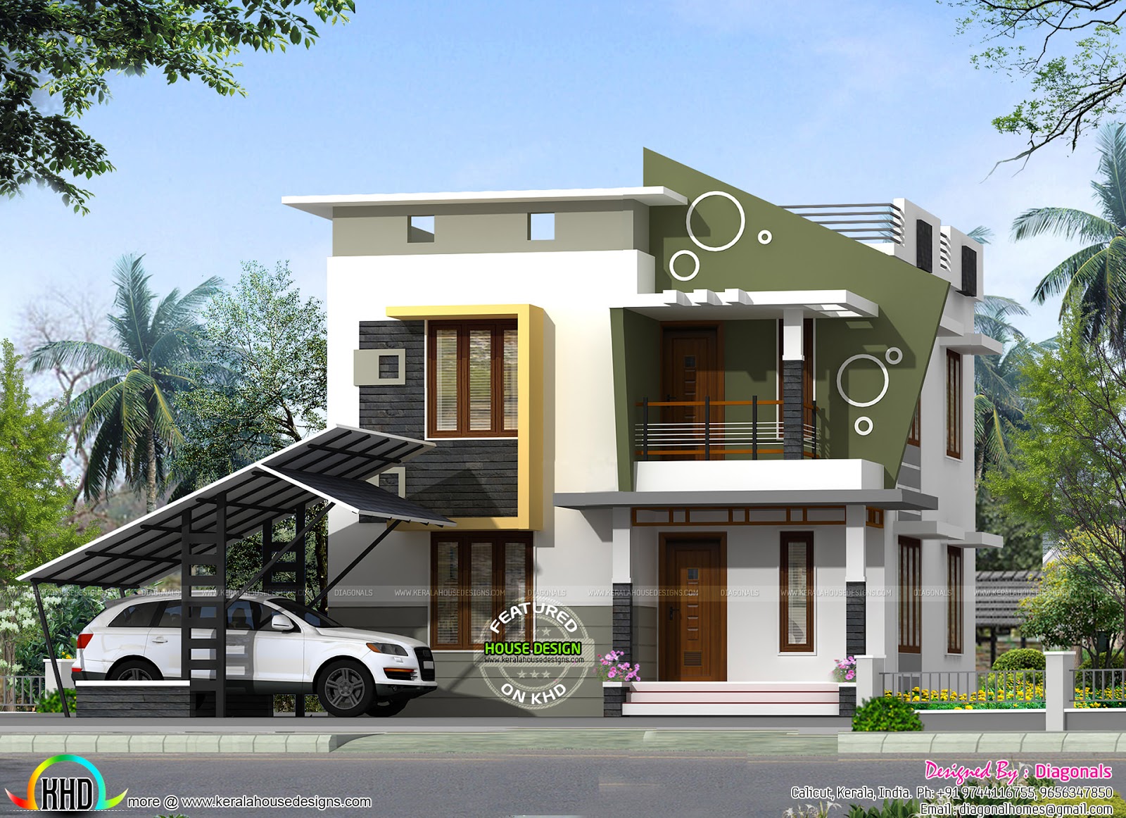 Small double storied contemporary home 1359 sq-ft - Kerala Home Design ...