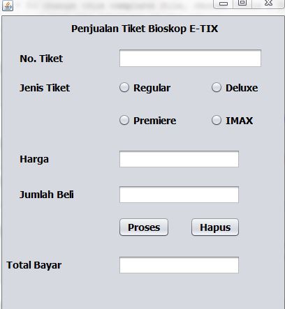 Aplikasi Program Tiket Bioskop JAVA Netbeans: Aplikasi Program Tiket Bioskop