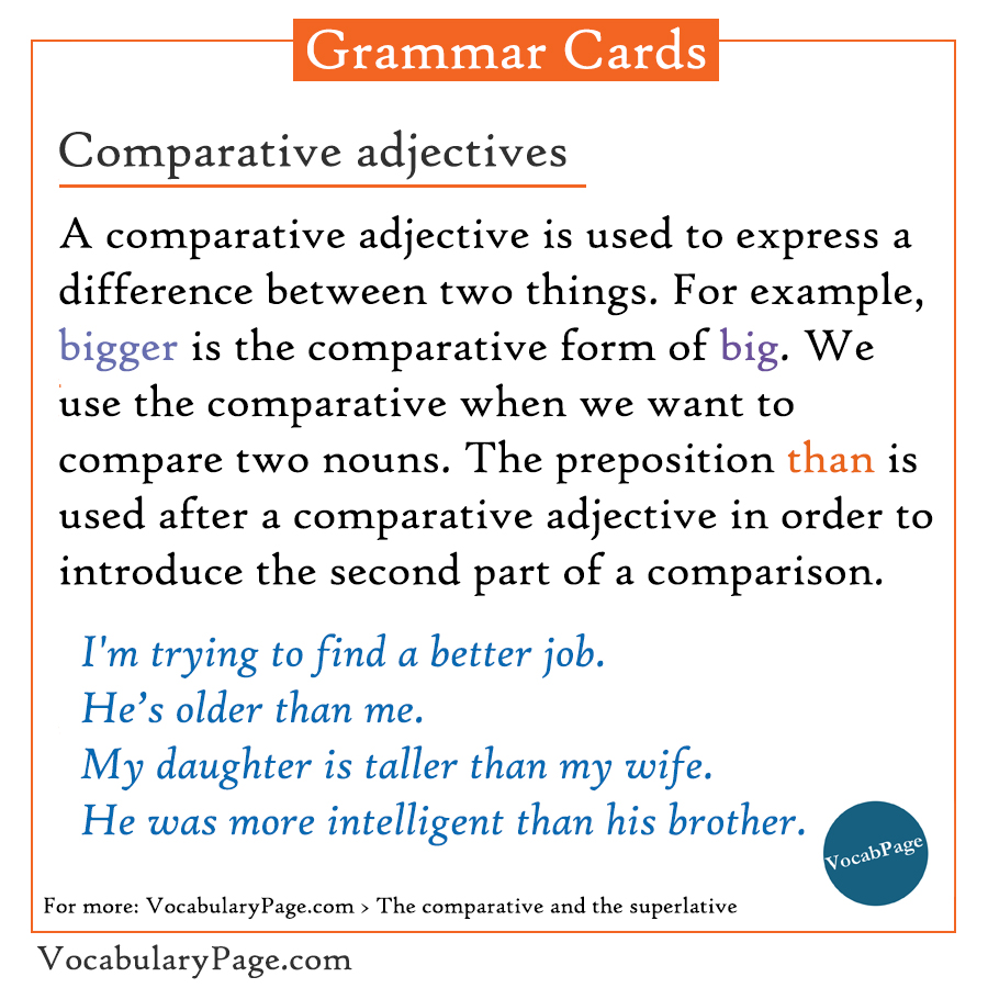 Irregular Comparative Adjectives