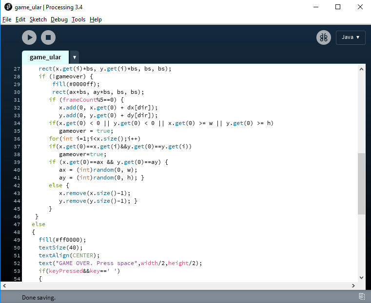 Tutorial Membuat Game Ular Sederhana Menggunakan Processing