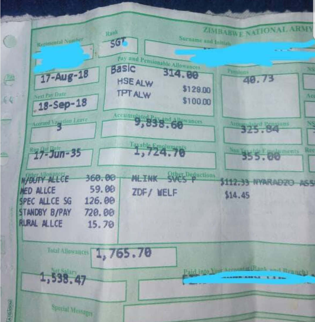 A SOLDIER'S PAYSLIP | Mafaro