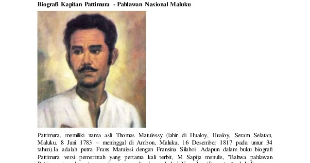 Pak Dana. Guru kelas 5: gambar pahlawan kapten patimura