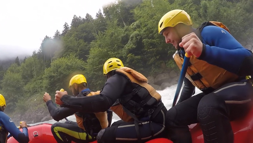White Water Rafting In The Glacial River Of Interlaken, Switzerland