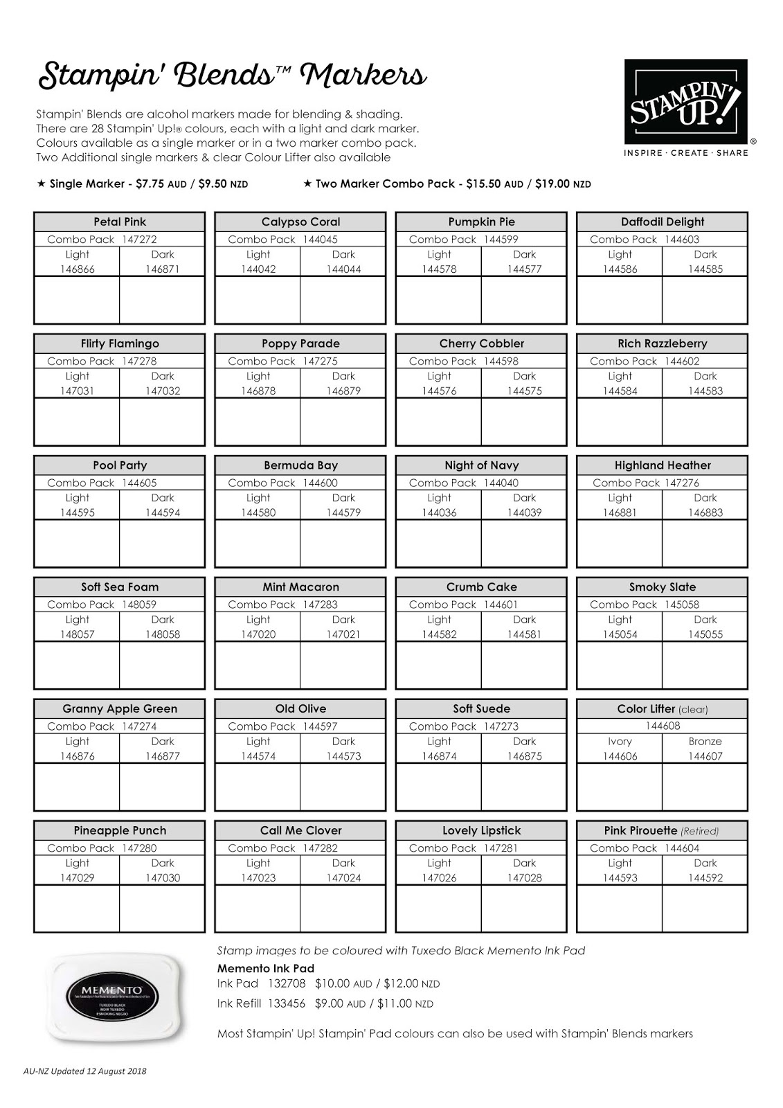 colour me happy: More Stampin' Blends colours coming - updated chart pdf