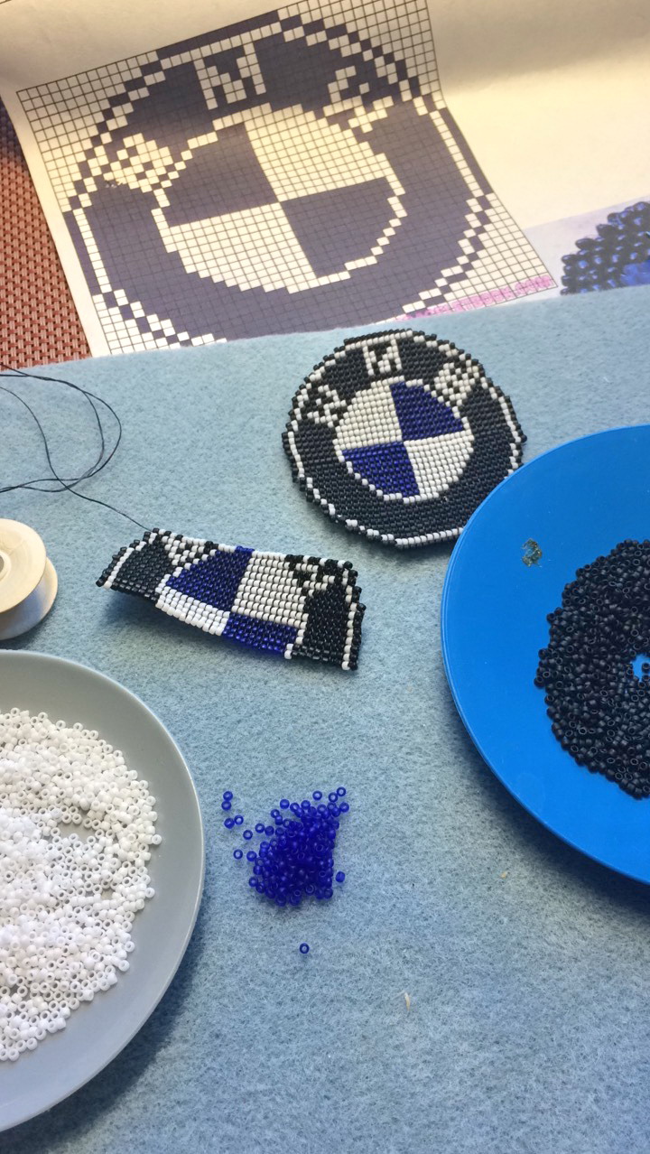 Beads, Rhinestones and Nailpolishes : Square Stitch Bead BMW Logo (BMW ...