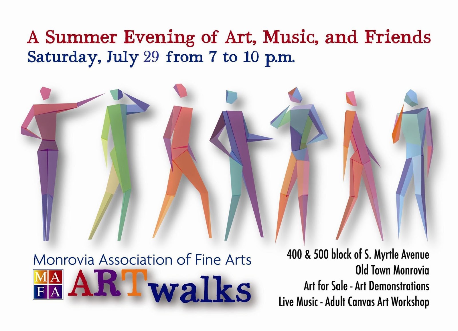 Monrovia Association of Fine Arts Art Walk - Saturday Night, July 29, 2017