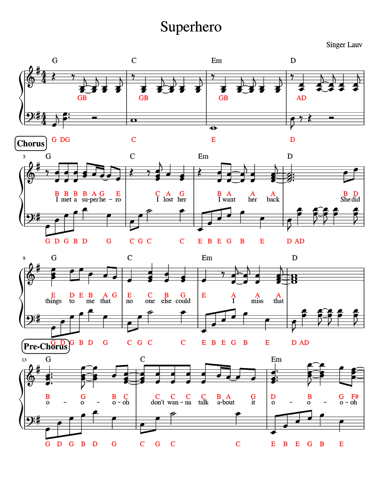 Utterly Music: [Piano Scores] Lauv: Superhero