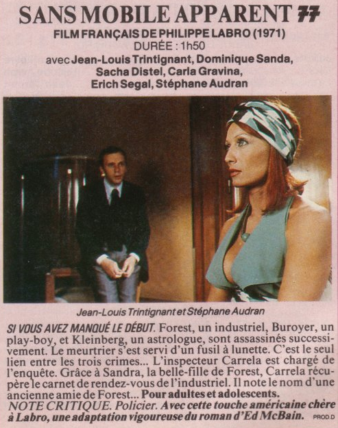 Sans mobile apparent (Ed McBain/Philippe Labro)