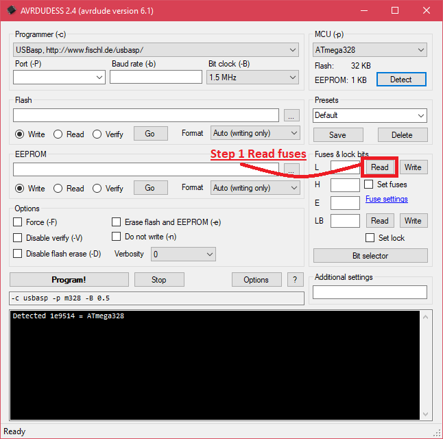Atmega328/P: Basic Circuit and Configuring Fuse Bits
