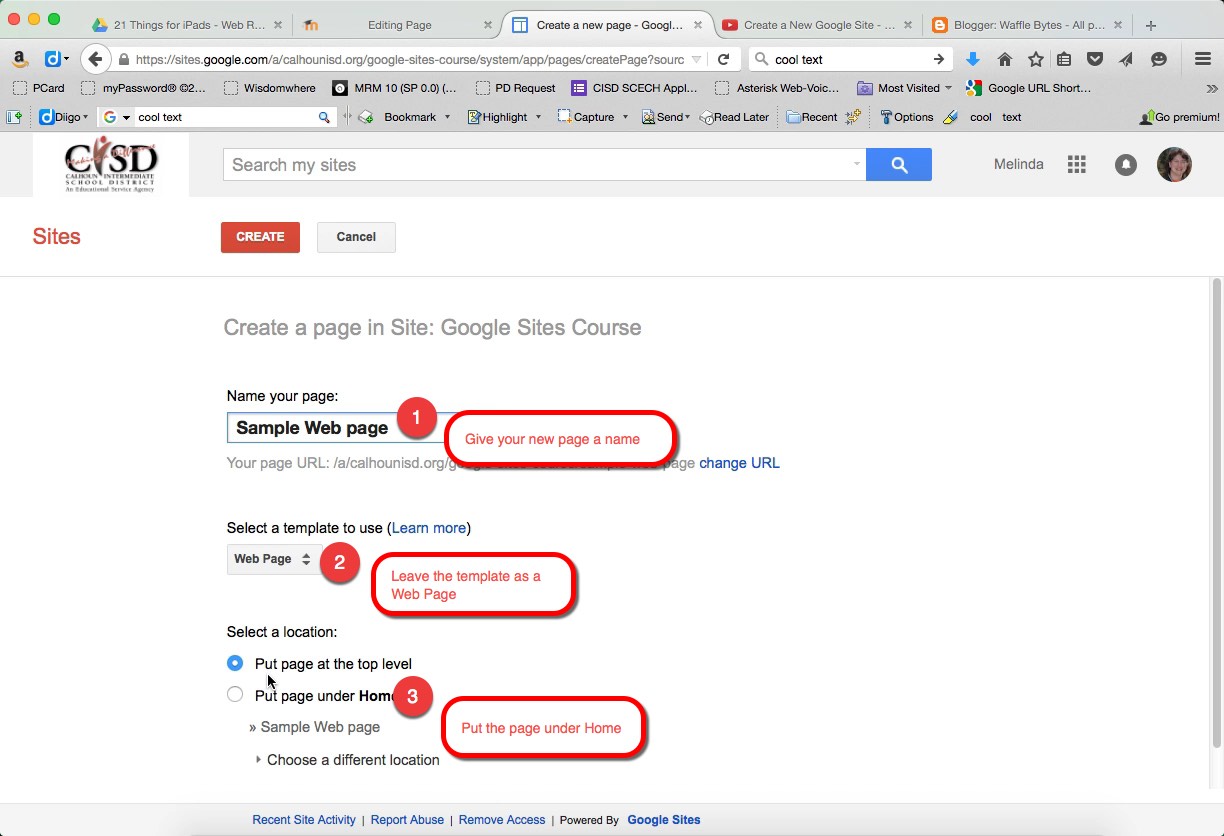 Google Sites - Add a New Web Page to your Google Site