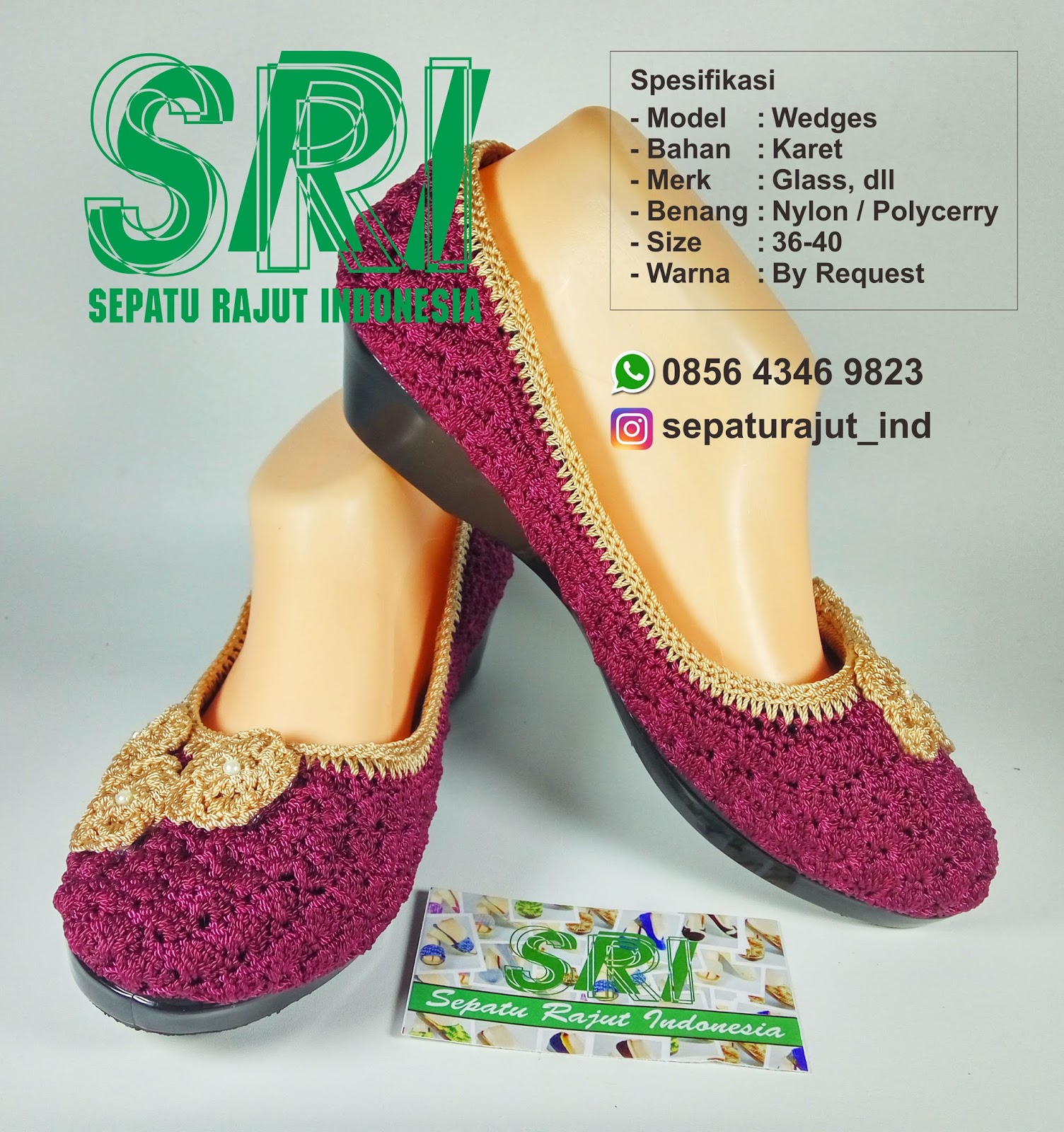 Sepatu Rajut Indonesia "SRI": Sepatu Rajut Wedges Motif Bunga