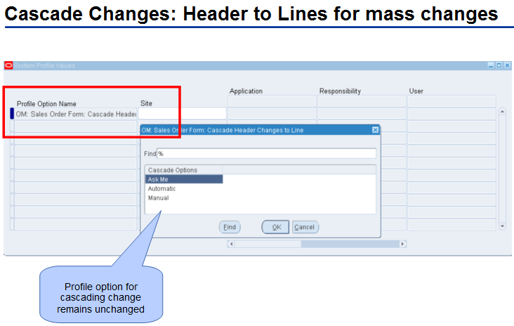 Oracle R12.1 New Feature - Cascade Header Changes to line | Oracle Apps