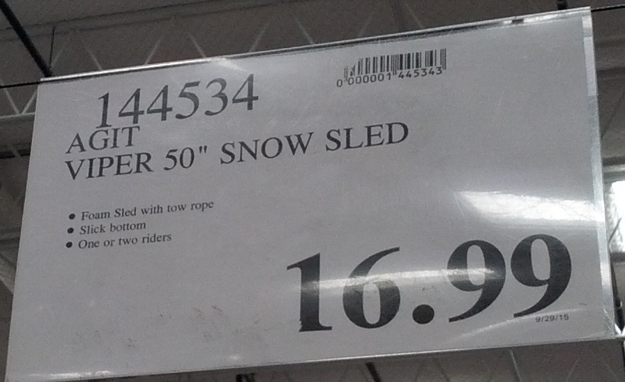Agit Sno-Storm Viper Snow Sled | Costco Weekender