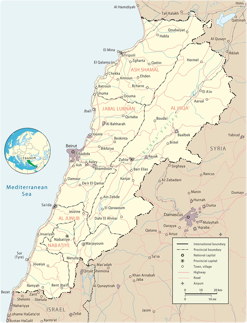 Lebanon - Geographical Maps of Lebanon