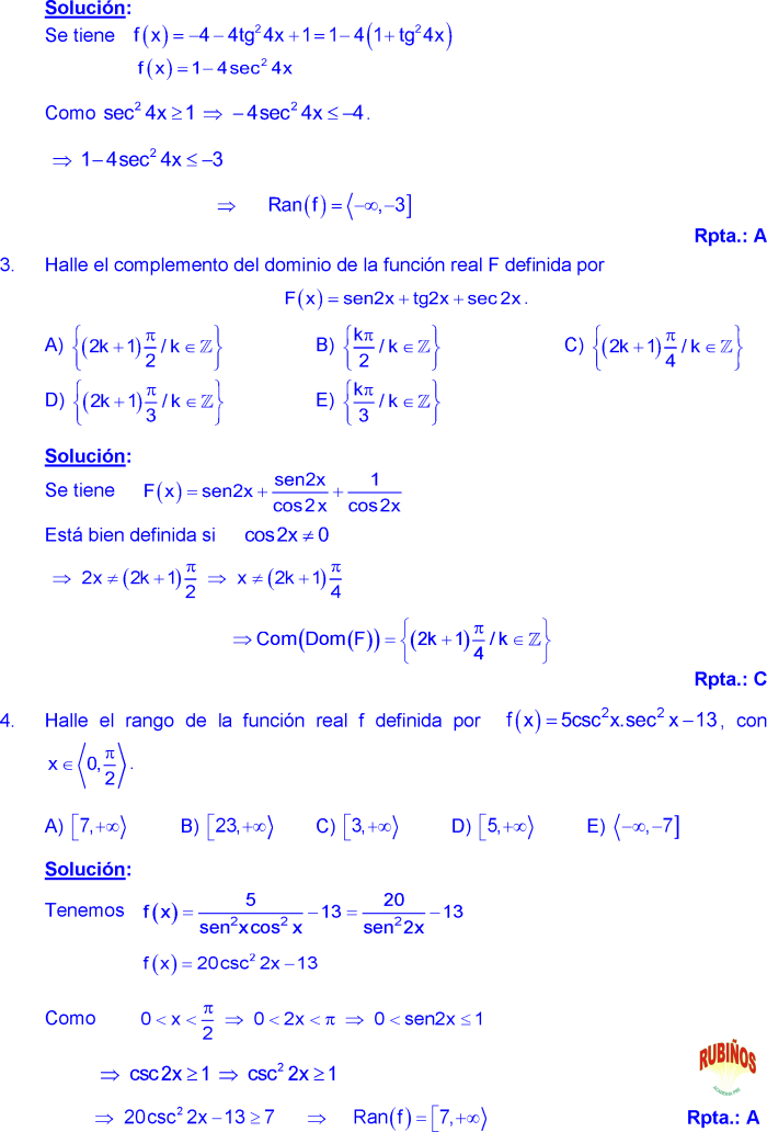 Función trigonométrica problemas resueltos