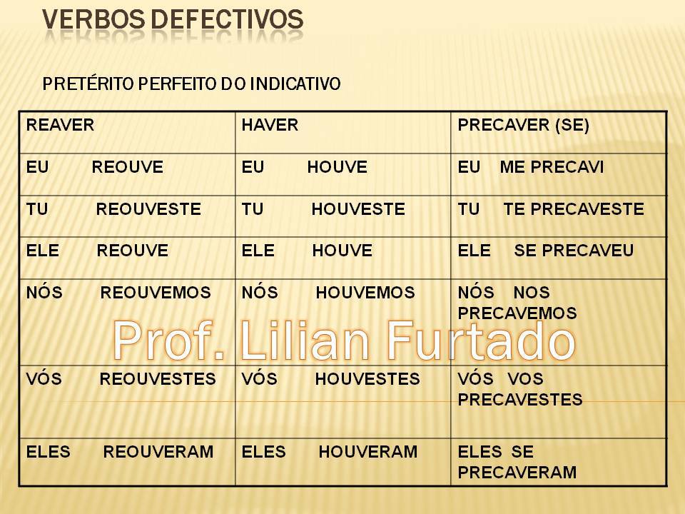 Se Joga, Galera!: Dicas sobre VERBOS DEFECTIVOS com a Professora Lilian ...