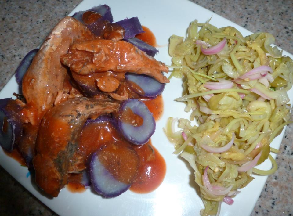 pepay's foodies and travels: Sardines, sweet potato and katuday salad