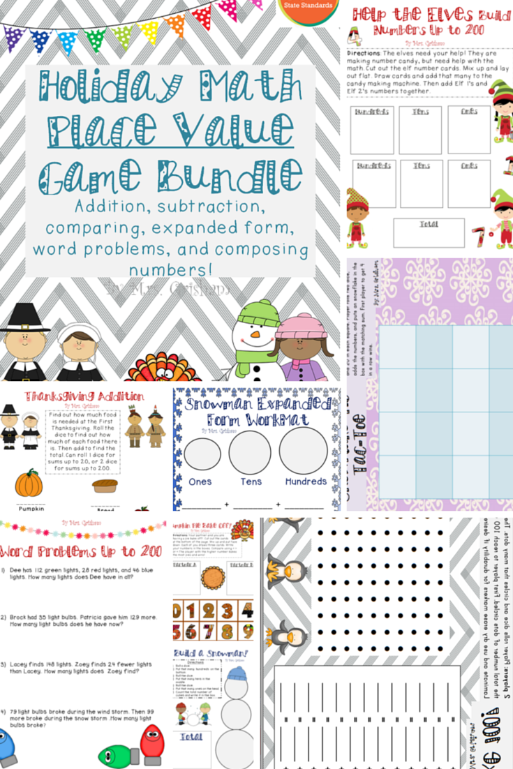 Little Lighthouse Learners: Holiday Themed Place Value Math Game Bundle ...