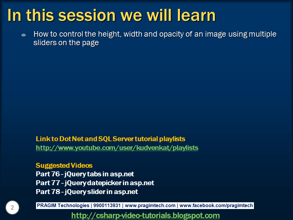 Sql Server Net And C Video Tutorial Jquery Multiple Sliders On Page