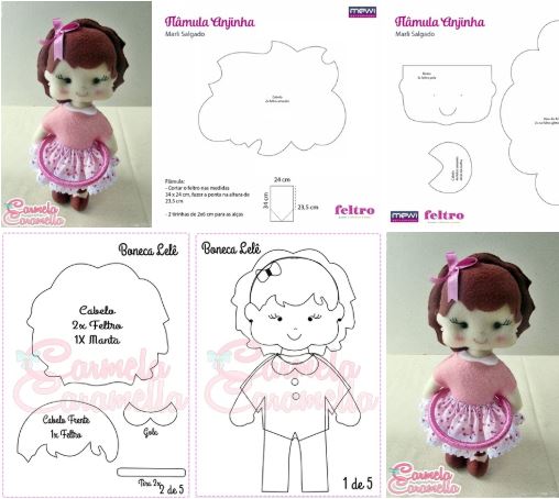 Artesanatos com Moldes: Boneca Lelê em Feltro com Molde Completo para ...