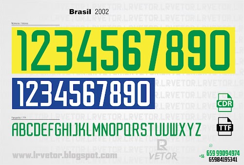 LR VETOR / Templates, Fontes e Vetores: Fonte Camisa Brasil 2002 Nike
