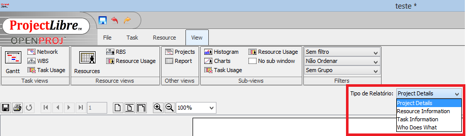 Canal ProjectLibre: Explorar os relatórios do ProjectLibre