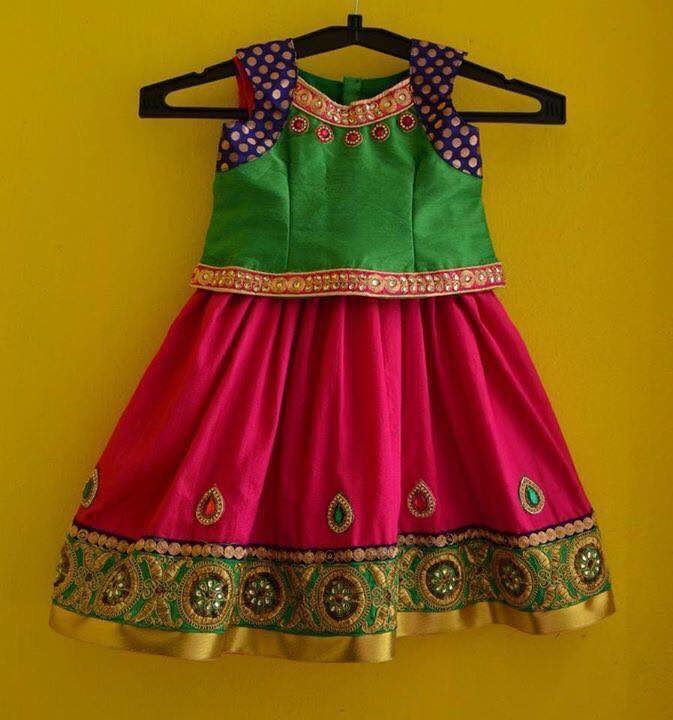 Pink Color Combination Grand Traditional Pattu Pavadai / pattu langa ...