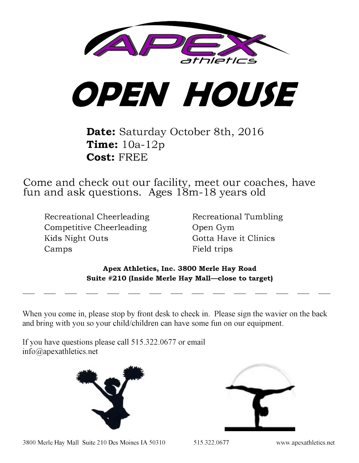 Middle School: Apex Cheerleading Open House & Cheer Clinic