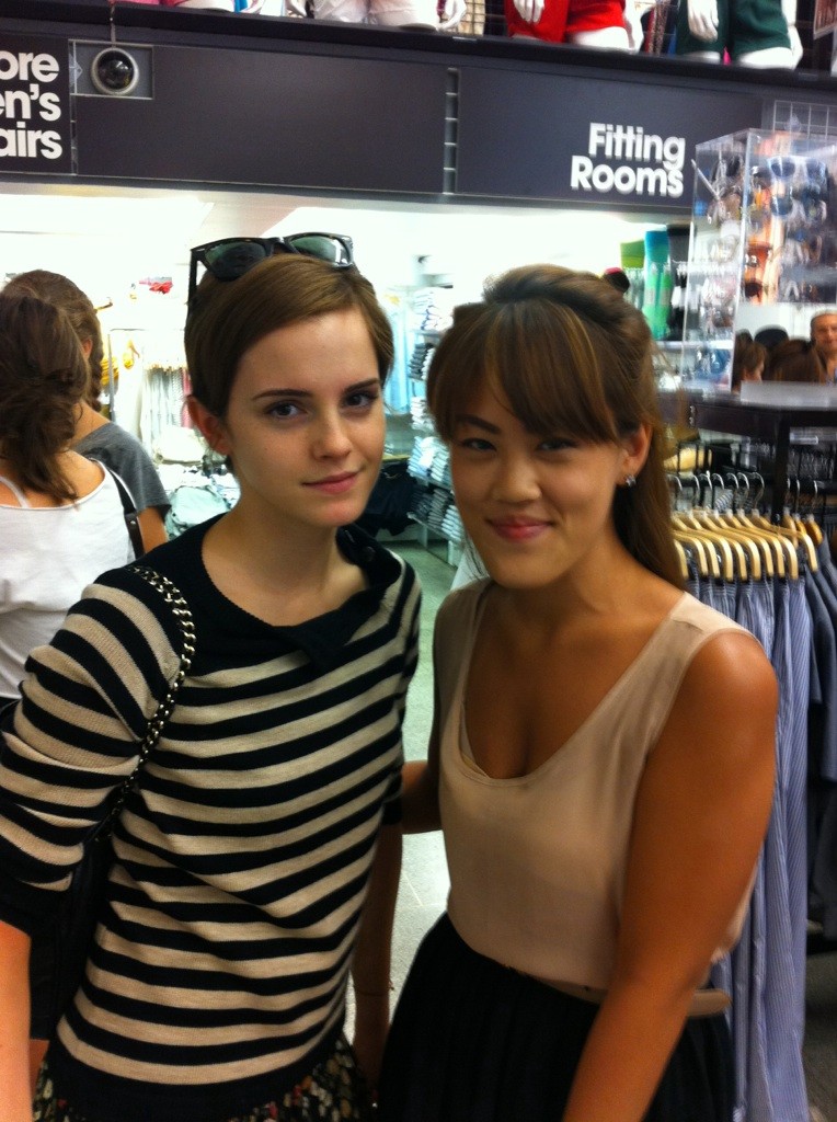 Emma Watson: Emma Watson with a fan in New York