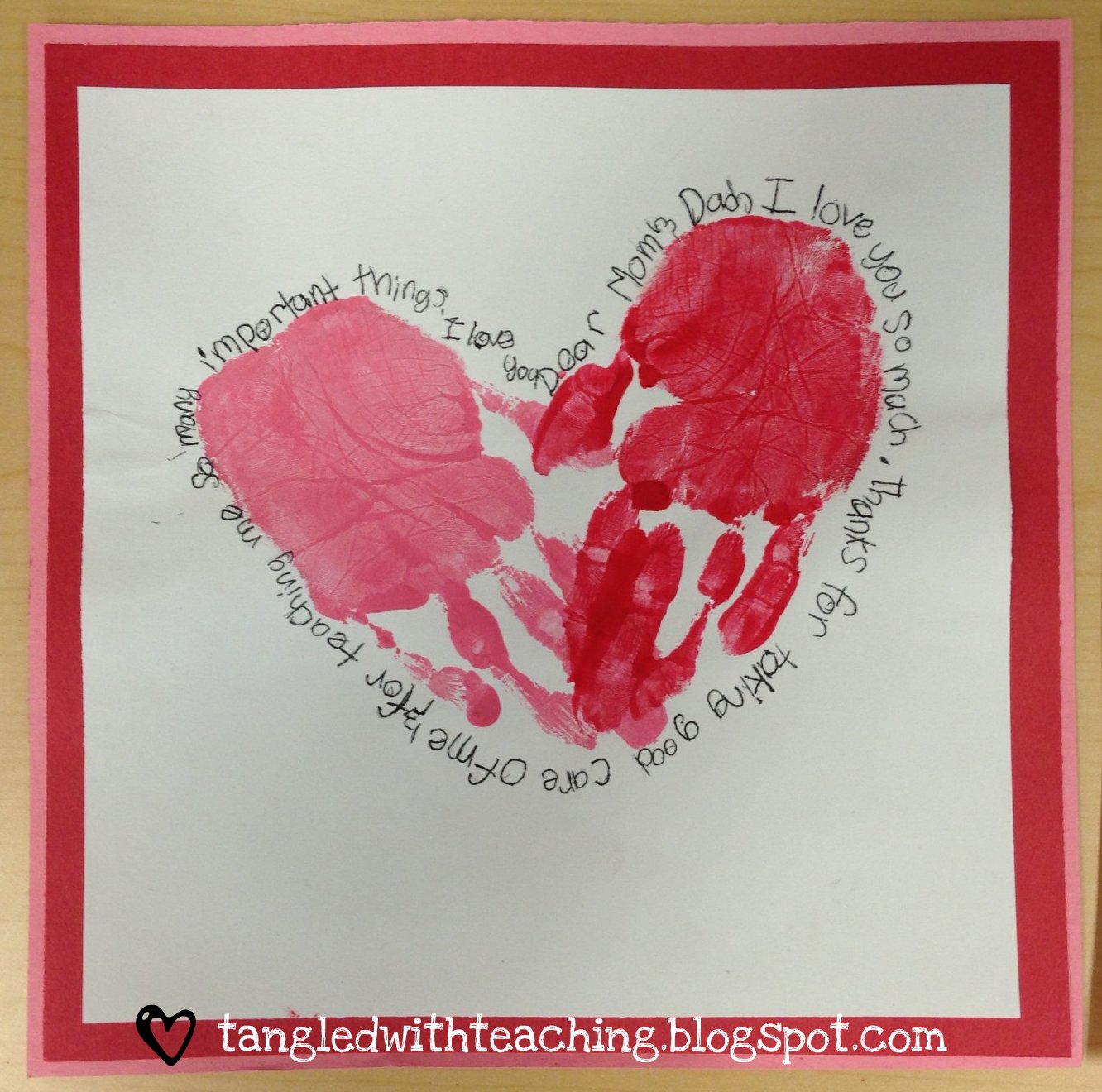 Tangled with Teaching: Valentines Heart-felt Handprint Hearts