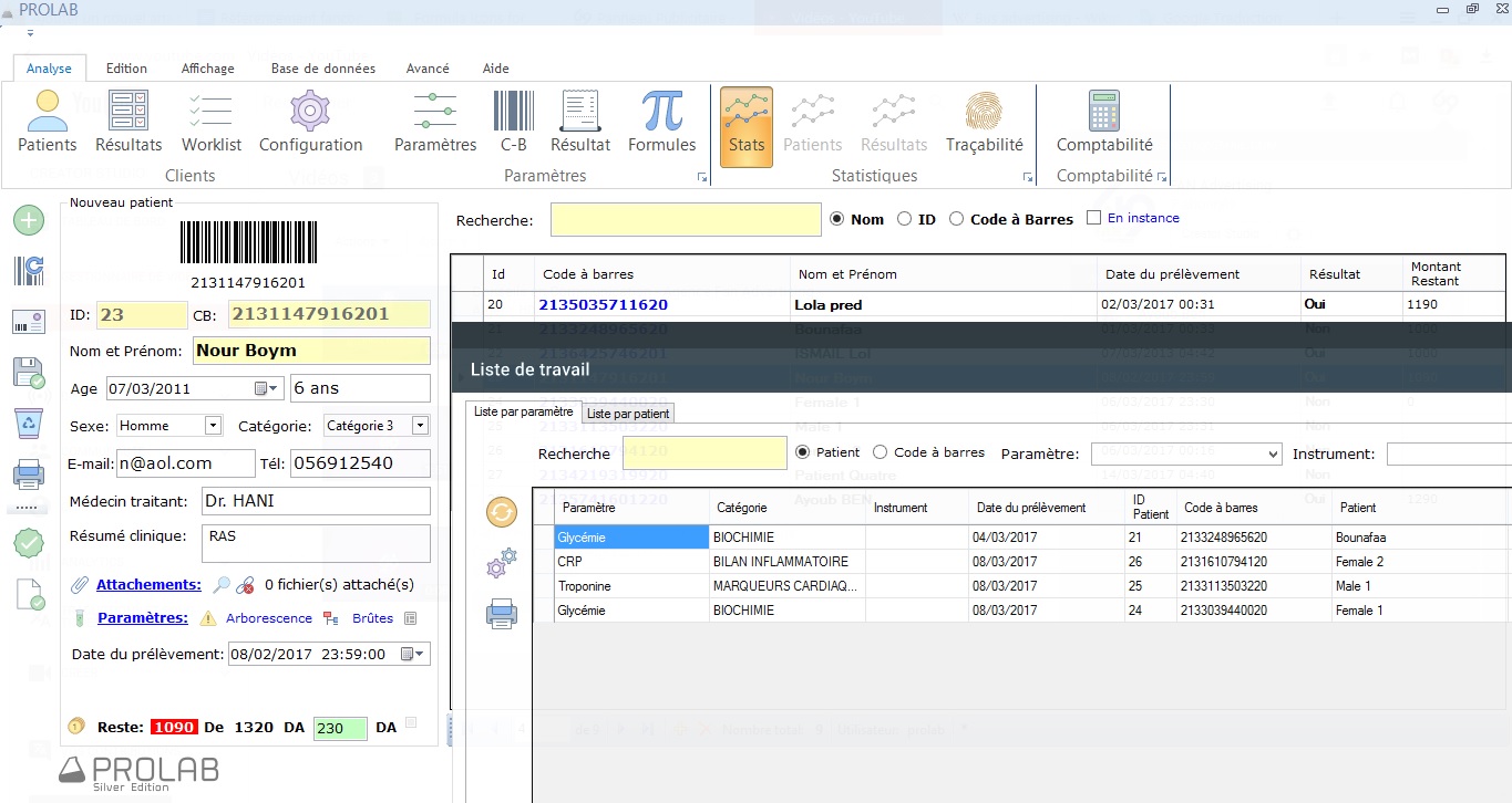 Yoctobe: Caractéristiques de PROLAB LIS SILVER (logiciel de gestion de ...